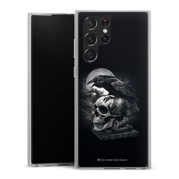 DeinDesign Galaxy S22 Ultra Handy Silikon H&uuml;lle Case transparent Handyh&uuml;lle Raven Skulls Skull Silikon Case