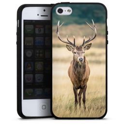 DeinDesign iPhone SE (2016-2019) Handy Silikon H&uuml;lle Case schwarz Handyh&uuml;lle Meadow Deer Forrest