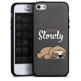 DeinDesign iPhone SE (2016-2019) Handy Silikon H&uuml;lle Case schwarz Handyh&uuml;lle Sayings Sloth Lazy Sunday
