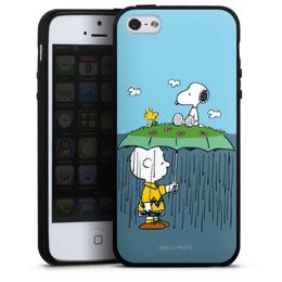 DeinDesign iPhone SE (2016-2019) Handy Silikon H&uuml;lle Case schwarz Handyh&uuml;lle Peanuts Children Snoopy