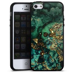 DeinDesign iPhone SE (2016-2019) Handy Silikon H&uuml;lle Case schwarz Handyh&uuml;lle Marble Muster Glitzer