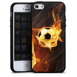 DeinDesign iPhone SE (2016-2019) Handy Silikon H&uuml;lle Case schwarz Handyh&uuml;lle Fire Ball Soccer