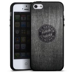 DeinDesign iPhone SE (2016-2019) Handy Silikon H&uuml;lle Case schwarz Handyh&uuml;lle Fcb Metallic Look Fc Bayern M&uuml;nchen