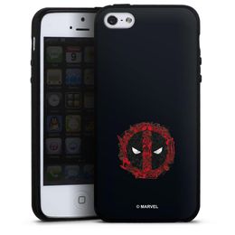 DeinDesign iPhone SE (2016-2019) Handy Silikon H&uuml;lle Case schwarz Handyh&uuml;lle Logo Deadpool Marvel