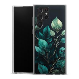 DeinDesign Galaxy S22 Ultra Handy Silikon H&uuml;lle Case transparent Handyh&uuml;lle Eukalyptus Leaves Black Silikon Case