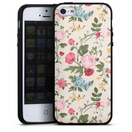 DeinDesign iPhone SE (2016-2019) Handy Silikon H&uuml;lle Case schwarz Handyh&uuml;lle Vintage Ornament Flowers