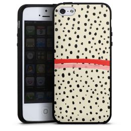 DeinDesign iPhone SE (2016-2019) Handy Silikon H&uuml;lle Case schwarz Handyh&uuml;lle Stripes Points Kunst