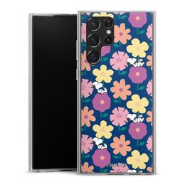 DeinDesign Galaxy S22 Ultra Handy Silikon H&uuml;lle Case transparent Handyh&uuml;lle Muster Snoopy Flowers Silikon Case