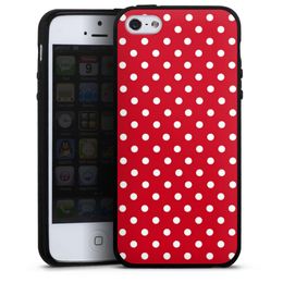 DeinDesign iPhone SE (2016-2019) Handy Silikon H&uuml;lle Case schwarz Handyh&uuml;lle Points Polka Dots Retro
