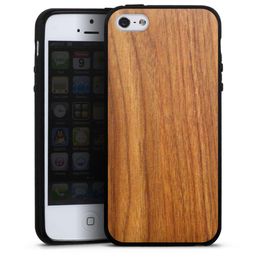 DeinDesign iPhone SE (2016-2019) Handy Silikon H&uuml;lle Case schwarz Handyh&uuml;lle Wooden Look Larch Wood