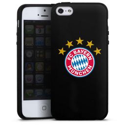 DeinDesign iPhone SE (2016-2019) Handy Silikon H&uuml;lle Case schwarz Handyh&uuml;lle Star Fcb Fc Bayern M&uuml;nchen