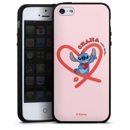 DeinDesign iPhone SE (2016-2019) Handy Silikon H&uuml;lle Case schwarz Handyh&uuml;lle Heart Lilo & Stitch Disney