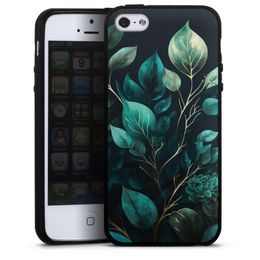 DeinDesign iPhone SE (2016-2019) Handy Silikon H&uuml;lle Case schwarz Handyh&uuml;lle Leaves Black Eukalyptus
