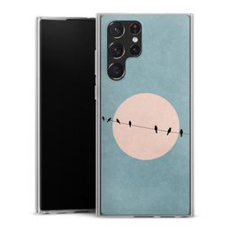 DeinDesign Galaxy S22 Ultra Handy Silikon H&uuml;lle Case transparent Handyh&uuml;lle Bird Turquoise Moon Silikon Case