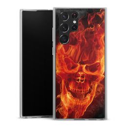 DeinDesign Galaxy S22 Ultra Handy Silikon H&uuml;lle Case transparent Handyh&uuml;lle Totenkopf Skull Fire Silikon Case