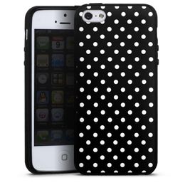 DeinDesign iPhone SE (2016-2019) Handy Silikon H&uuml;lle Case schwarz Handyh&uuml;lle Points Polka Dots Retro