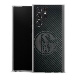 DeinDesign Galaxy S22 Ultra Handy Silikon H&uuml;lle Case transparent Handyh&uuml;lle Fc Schalke 04 Metallic Look Carbon Silikon Case