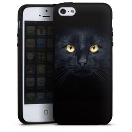 DeinDesign iPhone SE (2016-2019) Handy Silikon H&uuml;lle Case schwarz Handyh&uuml;lle Eye Black Cat