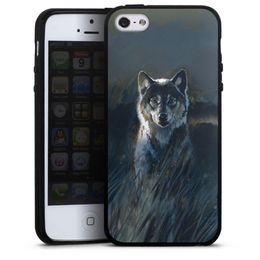 DeinDesign iPhone SE (2016-2019) Handy Silikon H&uuml;lle Case schwarz Handyh&uuml;lle Wolf Painting Nature