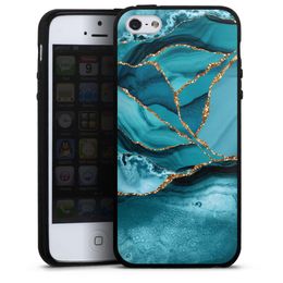 DeinDesign iPhone SE (2016-2019) Handy Silikon H&uuml;lle Case schwarz Handyh&uuml;lle Glitzer Marble Gemstone