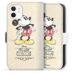 DeinDesign iPhone 12 mini Handy Klapph&uuml;lle Handyh&uuml;lle aus Kunst Leder wei&szlig; Flip Case Official Licensed Product Mickey Mouse Disney Sideflip mit Lasche
