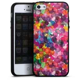 DeinDesign iPhone SE (2016-2019) Handy Silikon H&uuml;lle Case schwarz Handyh&uuml;lle Water Colour Colourful Points