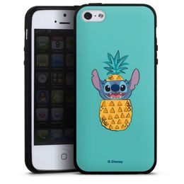 DeinDesign iPhone SE (2016-2019) Handy Silikon H&uuml;lle Case schwarz Handyh&uuml;lle Pineapple Lilo & Stitch Disney