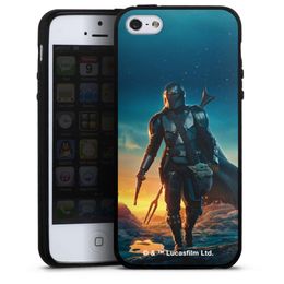 DeinDesign iPhone SE (2016-2019) Handy Silikon H&uuml;lle Case schwarz Handyh&uuml;lle Star Wars The Mandalorian Sunset