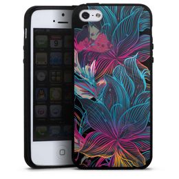DeinDesign iPhone SE (2016-2019) Handy Silikon H&uuml;lle Case schwarz Handyh&uuml;lle Neon Colourful Flowers