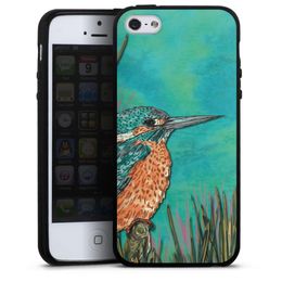DeinDesign iPhone SE (2016-2019) Handy Silikon H&uuml;lle Case schwarz Handyh&uuml;lle Painting Animals Bird
