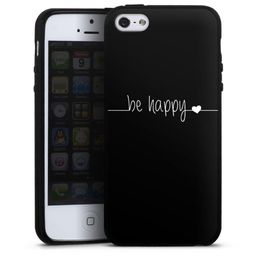DeinDesign iPhone SE (2016-2019) Handy Silikon H&uuml;lle Case schwarz Handyh&uuml;lle Happiness Sayings Statement