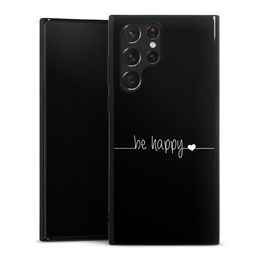 DeinDesign Galaxy S22 Ultra Handy Silikon H&uuml;lle Case schwarz Handyh&uuml;lle Happiness Statement Sayings