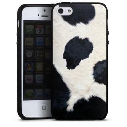 DeinDesign iPhone SE (2016-2019) Handy Silikon H&uuml;lle Case schwarz Handyh&uuml;lle Animal Print Cow Skin Animal Look