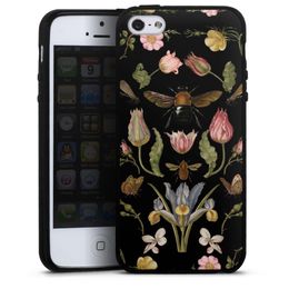 DeinDesign iPhone SE (2016-2019) Handy Silikon H&uuml;lle Case schwarz Handyh&uuml;lle Blossom Flower Wreath Bee