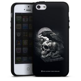 DeinDesign iPhone SE (2016-2019) Handy Silikon H&uuml;lle Case schwarz Handyh&uuml;lle Skulls Skull Raven