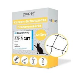 PIUPET Katzennetz drahtverst&auml;rkt schwarz 4 m, 3 m