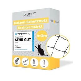 PIUPET Katzennetz drahtverst&auml;rkt schwarz 3 m, 8 m