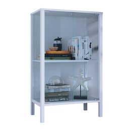 Vcm Glasvitrine stehend Jensol M &ndash; Vitrinenschrank mit ESG-Sicherheitsglas, moderne Standvitrine, Glasfront & Seitenteile, platzsparende Kommode, ca. 80 x 60 x 35 cm