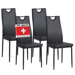 ALBATROS Esszimmerst&uuml;hle SALERNO 4er Set, Schwarz -Edles Italienisches Design, Polsterstuhl Kunstleder-Bezug, Modern und Stilvoll am Esstisch - K&uuml;chenstuhl, Stuhl Esszimmer hohe Belastbarkei
