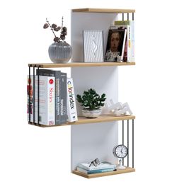 Vcm Modernes H&auml;ngeregal aus Holz &ndash; platzsparendes Wandregal Dolira L, 98 x 68 x 19 cm, elegantes Aufbewahrungs- und B&uuml;cherregal f&uuml;r Wohnzimmer, B&uuml;ro & Flur