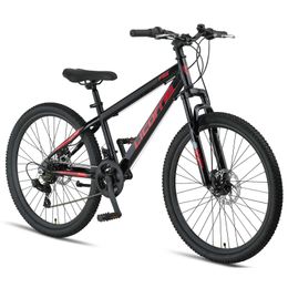 Licorne Bike Thunder Premium Mountainbike in 20, 24, 26, 27.5 und 29 Zoll Fahrrad f&uuml;r M&auml;dchen Jungen Herren und Damen Discbremse Farbe:Schwarz/Rot;Gr&ouml;&szlig;e:26 Zoll
