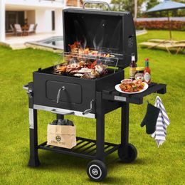 Strattore Holzkohlegrill / quadratischer BBQ XL Grillwagen aus Eisen