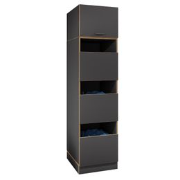 Vcm Mehrzweck-W&auml;scheschrank , schmaler Stauraumschrank mit 4 F&auml;chern & Dreht&uuml;ren, Ma&szlig;e Haushaltsregal H. 200 x B. 50 x T. 60 cm, Rislo SD XXL