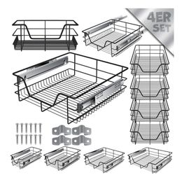 Kesser&reg; Teleskopschublade 30-60cm Schrankbreite verchromt aus Edelstahl Schubladeneinsatz f&uuml;r K&uuml;chenschrank Korbauszug Schrankauszug