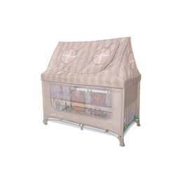 Lorelli Reisebett Sweet Home 2 Ebenen Laufstall mit Dach faltbar R&auml;der Matratze beige