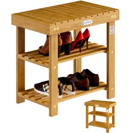 Casaria Schuhregal 2in1 Akazienholz FSC -zertifiziert 50x33x46cm