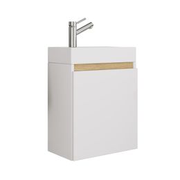 Vcm 2 tlg. Badschrank mit Waschbecken f&uuml;r G&auml;ste-WC, H&auml;ngeschrank mit Softclose-T&uuml;r, Waschplatz platzsparend, Ma&szlig;e: H. 55 x B. 41 x T. 22 cm, Cosila