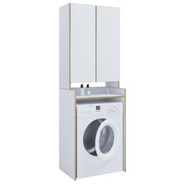 Vcm Waschmaschinenschrank mit Aufsatzschrank, Waschmaschinenumbau mit Stauraum hinter Dreht&uuml;ren, Ma&szlig;e: &Uuml;berbauschrank H. 200 x B. 67 x T. 48 cm, Rislo