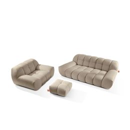 KONSIMO Polsterm&ouml;bel 3er-Set in Bubble Optik Vena &brvbar; beige &brvbar; Ma&szlig;e (cm): B: 225 H: 72 &raquo; H&ouml;ffner