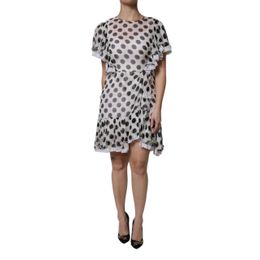 Dolce & Gabbana Punkte-Mini-Kleid mit R&uuml;schen und Spitze